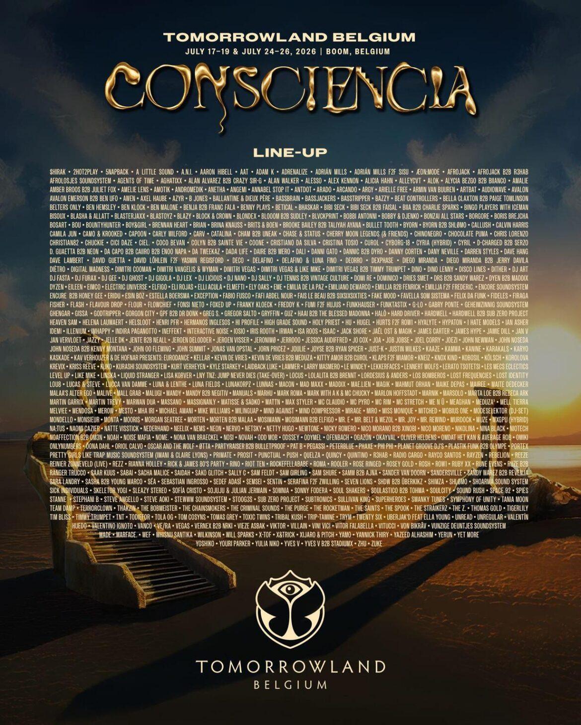 Tomorrowland Belgien 2026: Offizielles CONSCIENCIA-Line-up ...